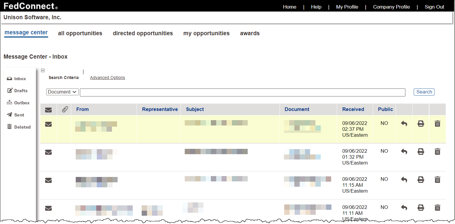 Using the Message Center