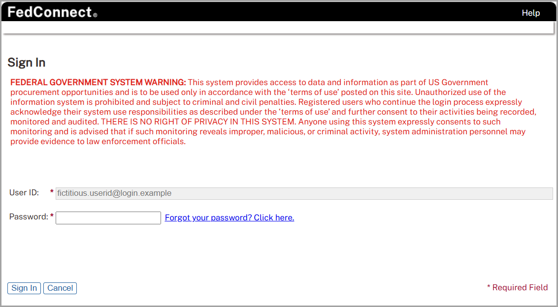 Signing In to FedConnect Manually