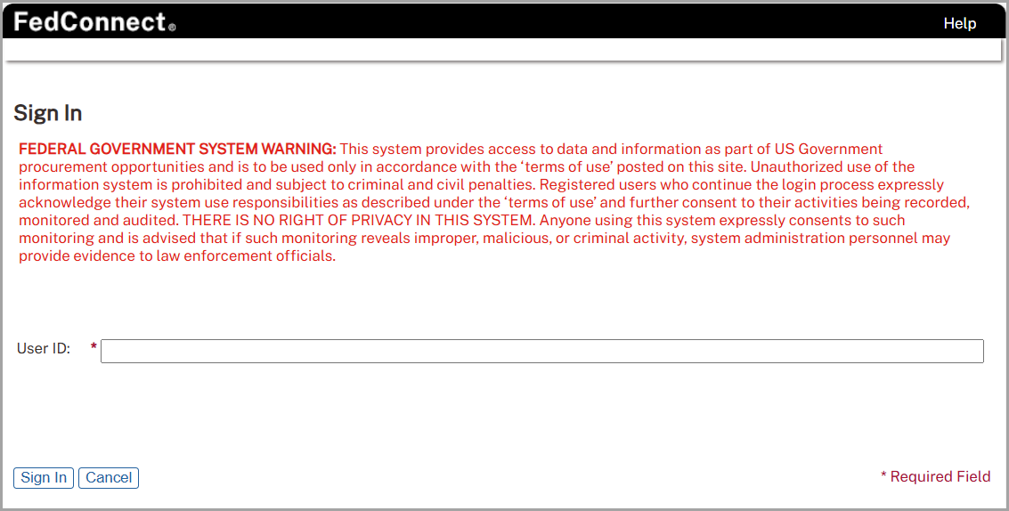 Signing In to FedConnect Manually